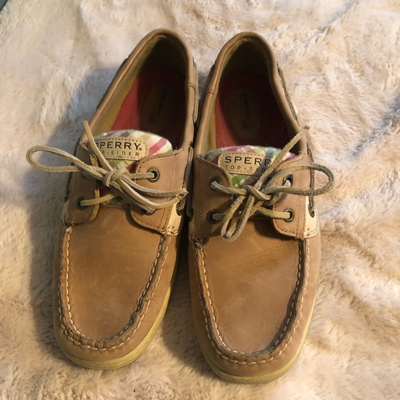 Sperry | Shoes | Sperry Pink And Green Striped Boat Shoes | Poshmark